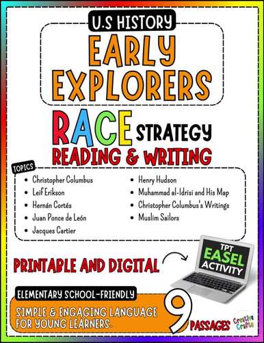 Early Explorers RACE Reading & Writing Passages | U.S History Task Cards