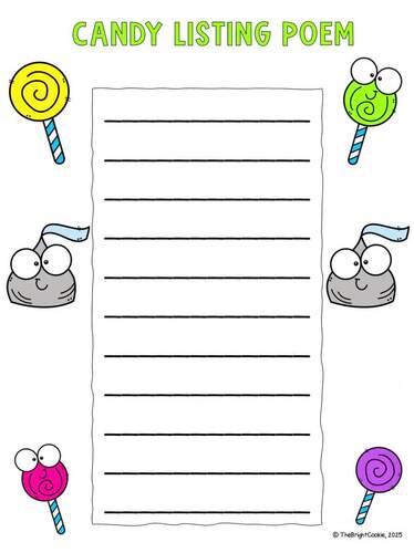 Candy Theme Poetry Center | Elementary Haiku Poem & Listing Poem Station