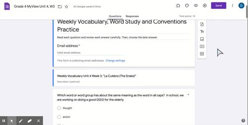 4th Grade MyView Literacy Unit 4 Week 3 Google Forms Quiz Assessment ...