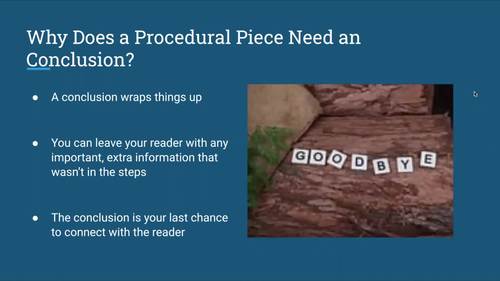 Procedural Writing Lesson 5: Writing a Conclusion (instructional video)