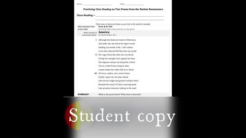 CLOSE READING & Writing for Pre-AP POETRY ANALYSIS! *Two Poems ...