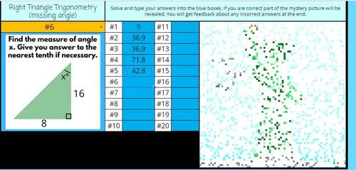Right Triangle Trigonometry Pixel Art | Missing Angles | TPT
