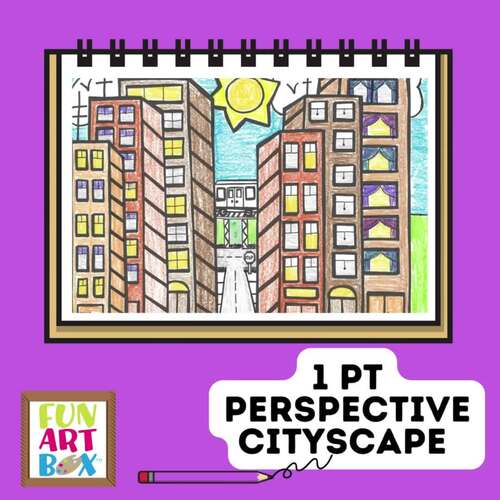 Fun Art Box™ Mini Masterpiece™ 1 Pt Perspective Cityscape Art Lesson Plan