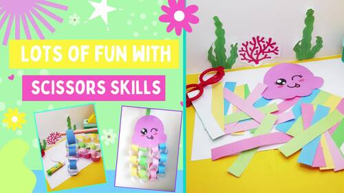 Scissor Skills 3D Shape and Cutting Practice Crafts - Cute jellyfish