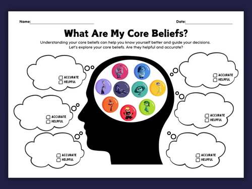 Inside Out 2 Activity Worksheet | What Are My Core Beliefs | Inside Out 2 Movie