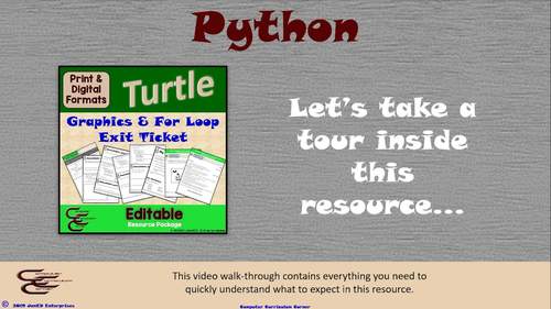 Turtle Graphics and For Loop Coding Project Editable Resource Package