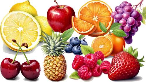 Watercolor Fruits Clipart Set of 20 Files by ArtisticTimberStudio