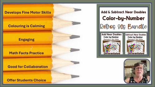 Add & Subtract to 20 Near Doubles BUNDLE | 80s Retro Color-by-Code ...