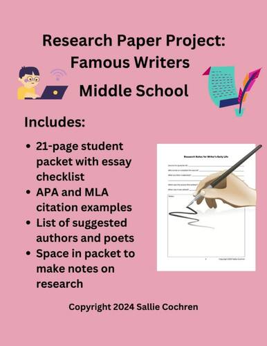 Research Paper Project: Famous Writers (Middle School) | TPT