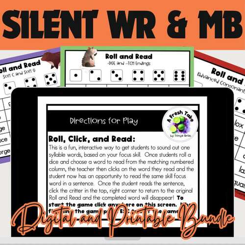 Silent WR & MB Words Sentences Roll & Read |Phonics Games| Digital ...