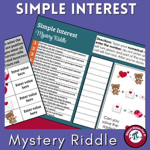 6th Advanced/7th Grade Simple Interest Valentine Digital Activity 6AM ...