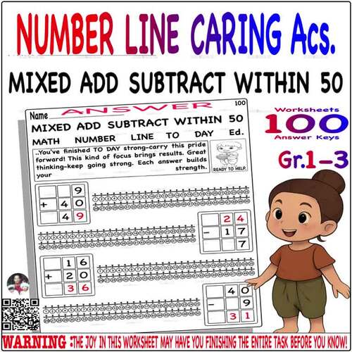 Number Line Mixed Addition and Subtraction to 50 Skills Easy Divide ...
