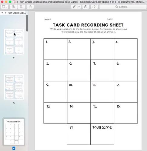 6th Grade Math Task Cards | EOG Review Bundle by Common Core Tweens
