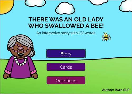 Interactive Repetitive Apraxia Book Story CV Word Old Lady Swallowed ...