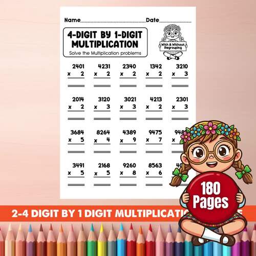 Spring Multiplication Worksheets Bundle (2, 3 & 4 Digit × 1 Digit ...