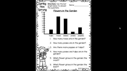 Giggly Games Spring Has Sprung Bar Graphs Mini-Workbook NO PREP PRINTABLES
