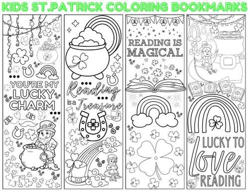 St. Patrick’s Day Coloring Bookmarks for Kids – Printable DIY Bookmarks ...