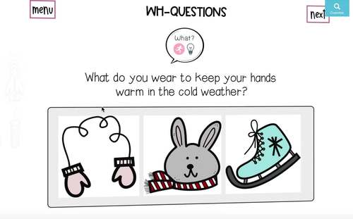 Winter Boom Cards™ Basic Concepts, Early Language, Core Words with Gifs