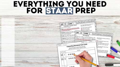 STAAR Supporting Standards Task Cards 4th 5th Grade Multiple Choice Reading