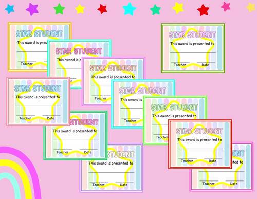 Printable Star Student Awards, Kindergarten Certificates, Printable Awards