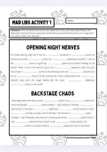 Drama Libs: Theatre-Themed Mad Libs for Creative Listening & Writing