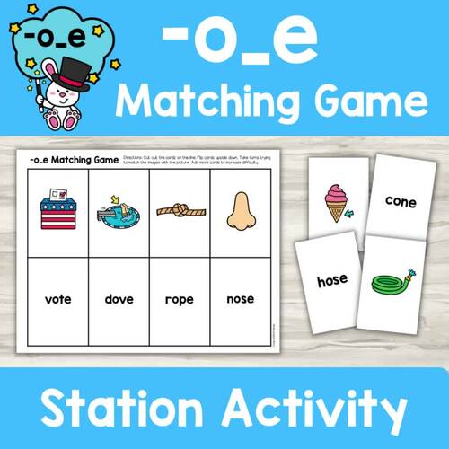 CVCE Long O Magic E o_e Phonics Matching Game Center Station | 1st 2nd ...