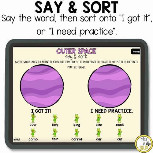 Outer Space Aliens Articulation Digital Progress Monitoring - Say & Sort