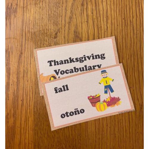 Thanksgiving Vocabulary in English & Spanish Printables | TpT