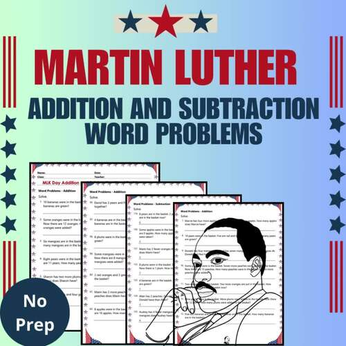MLK DAY Addition & Subtraction Word Problems Worksheets Second Grade ...