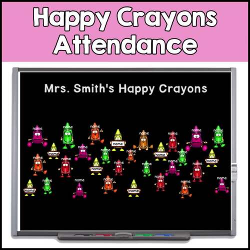 Happy Crayons Editable Digital Attendance PowerPoint Presentation by ...