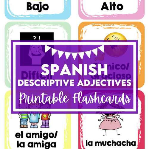 Spanish Descriptive Adjectives Flashcards Characteristics Vocabulary ...
