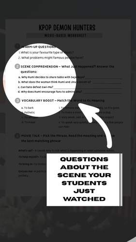 K-Pop Demon Hunters ESL Worksheet: Past Simple & Continuous Digital PDF