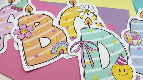 Pastel Birthday Bulletin Board Letters | Printable Birthday Classroom Decor
