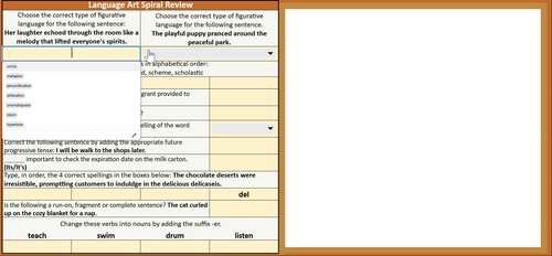 NO PREP - Spiral Language Art Review for 4th/5th Grades - Fox Family
