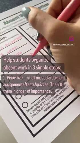 Absent Work Graphic Organizer for Teens | Includes Example Email to ...