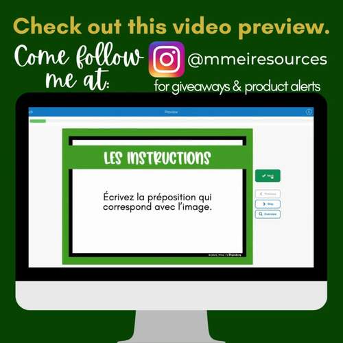 Les prépositions | French Boom Cards | Digital Activity | Writing Activity