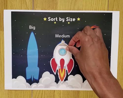 Space Sort by Size Activity, Big Small Medium Sort by Type Game Printable
