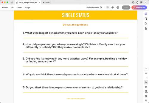 ESL Advanced Lesson: Talk about Being Single in Society by ESL Class ...