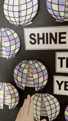 Editable New Year Math Craft Disco Ball Foldable and Bulletin Board