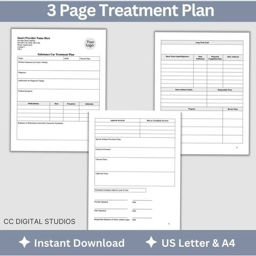 Therapy Treatment Plan Template Substance Use Fillable PDF | TPT