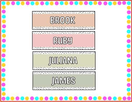 Printable Boho Neutral Spotty Student Name Labels, Editable Student ...