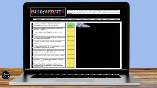 Biodiversity Self Checking Worksheet with 4 versions by JayZee | TPT