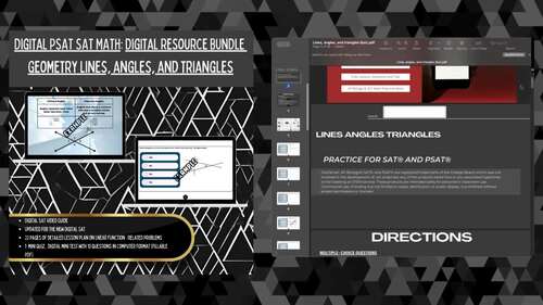 Digital SAT Prep MATH TEST BUNDLE Worksheet Geometry Lines Angles ...