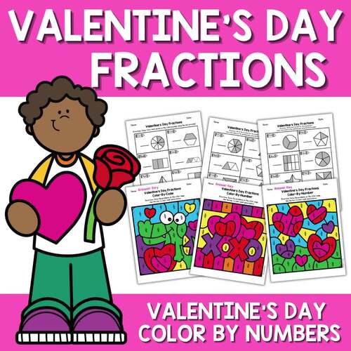 Valentines Day Fractions Color by Number Code Math Worksheets No Prep ...