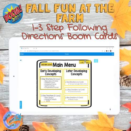 Fall Fun at the Farm Following Directions Speech Therapy | TPT