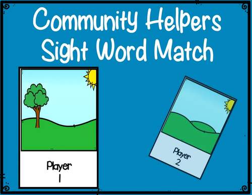 Community Helpers Themed Sight Word Match Games | TPT