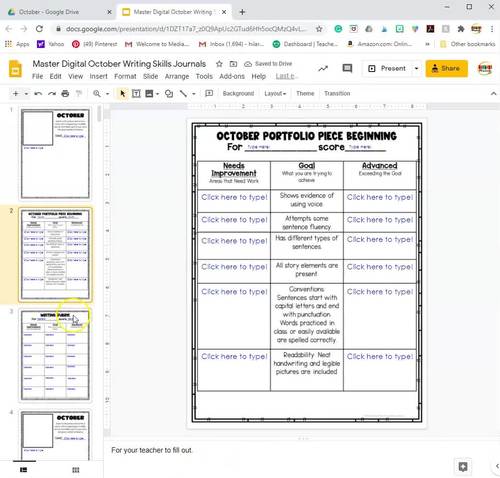 Digital Writing Skills Mini-Lesson Journals for October | TpT