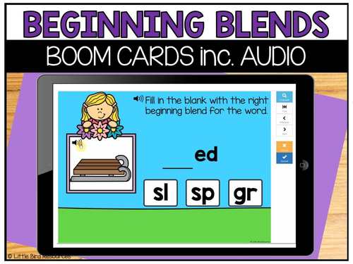 Spring Two Letter Blends Phonics Boom Cards Initial L R and S Consonant ...