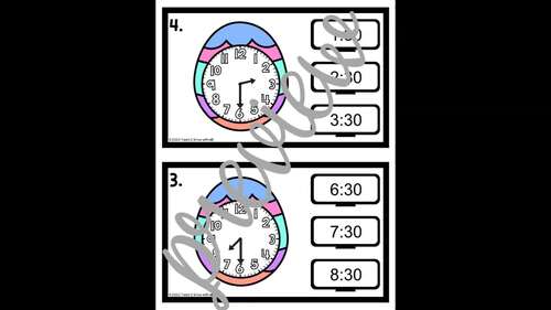 Easter Telling Time to the HALF HOUR Clip It Task Cards by Teach 2 Grow ...