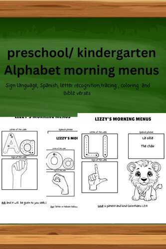 Preschool -Kindergarten- Morning Menu's- worksheets | TPT